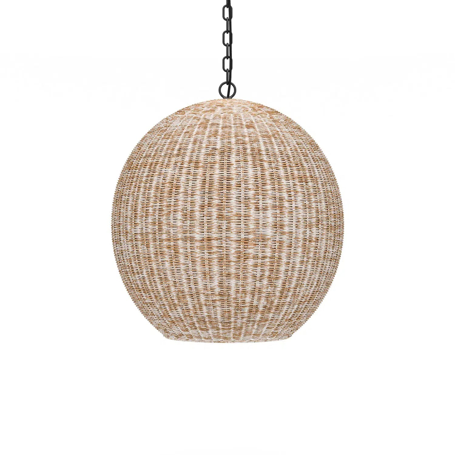 Bramble Ball Rattan Pendant In White Wash