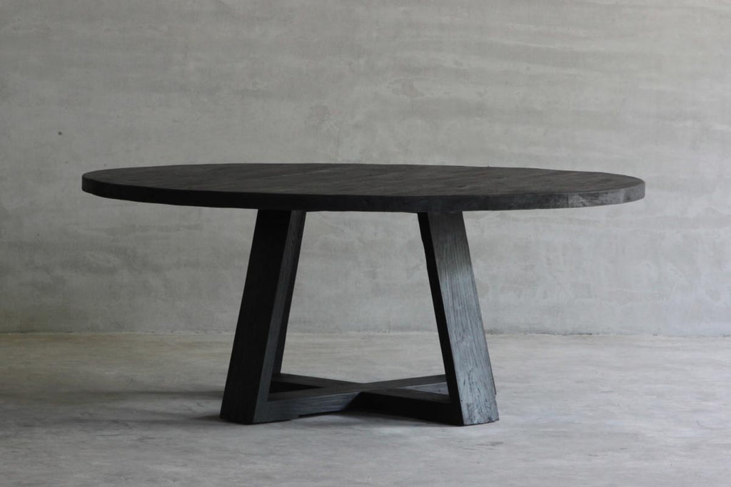 Handcrafted Reclaimed Elm Round Dining Table - Blue Hand Home