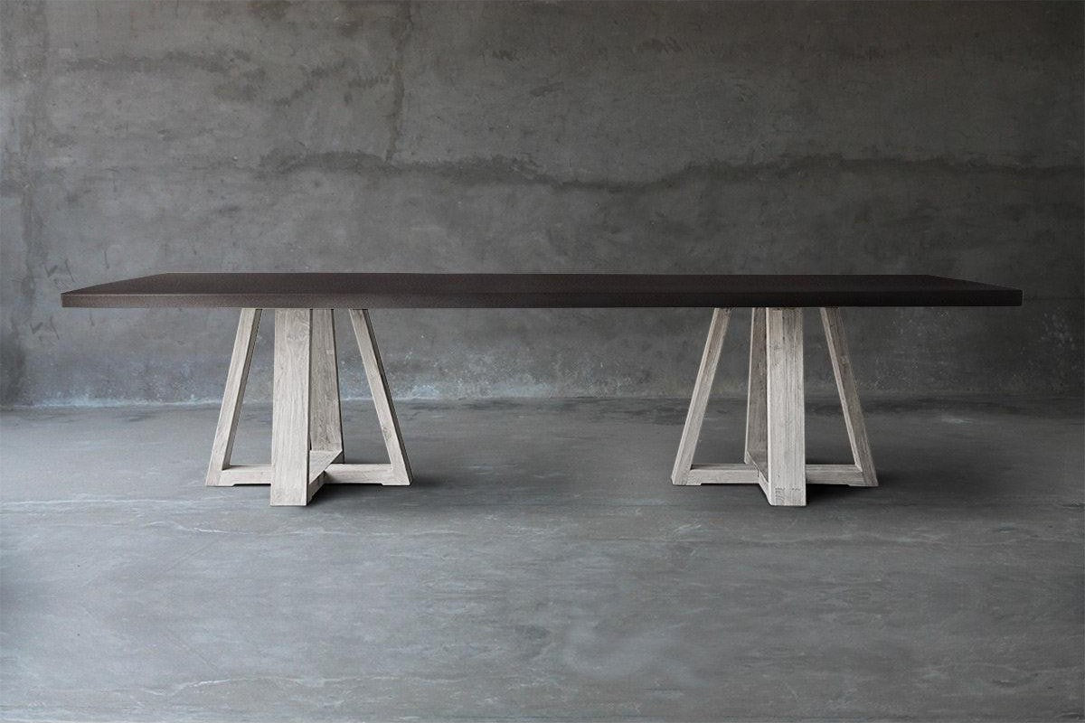 Concrete Top Dining Table - Double X Base | Shop and Earn Points - Blue ...