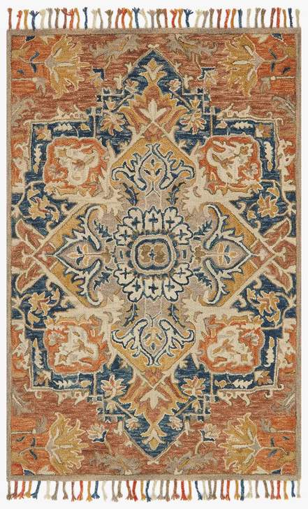 Loloi Rugs Zharah Collection in Rust/Blue - Free Ship and Earn Points